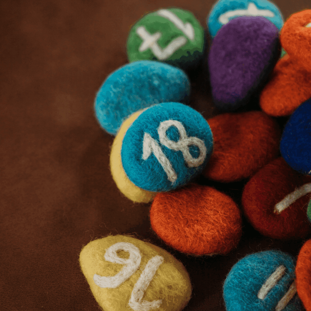 Felted Number Pebble Pairs by Awe & Wonder