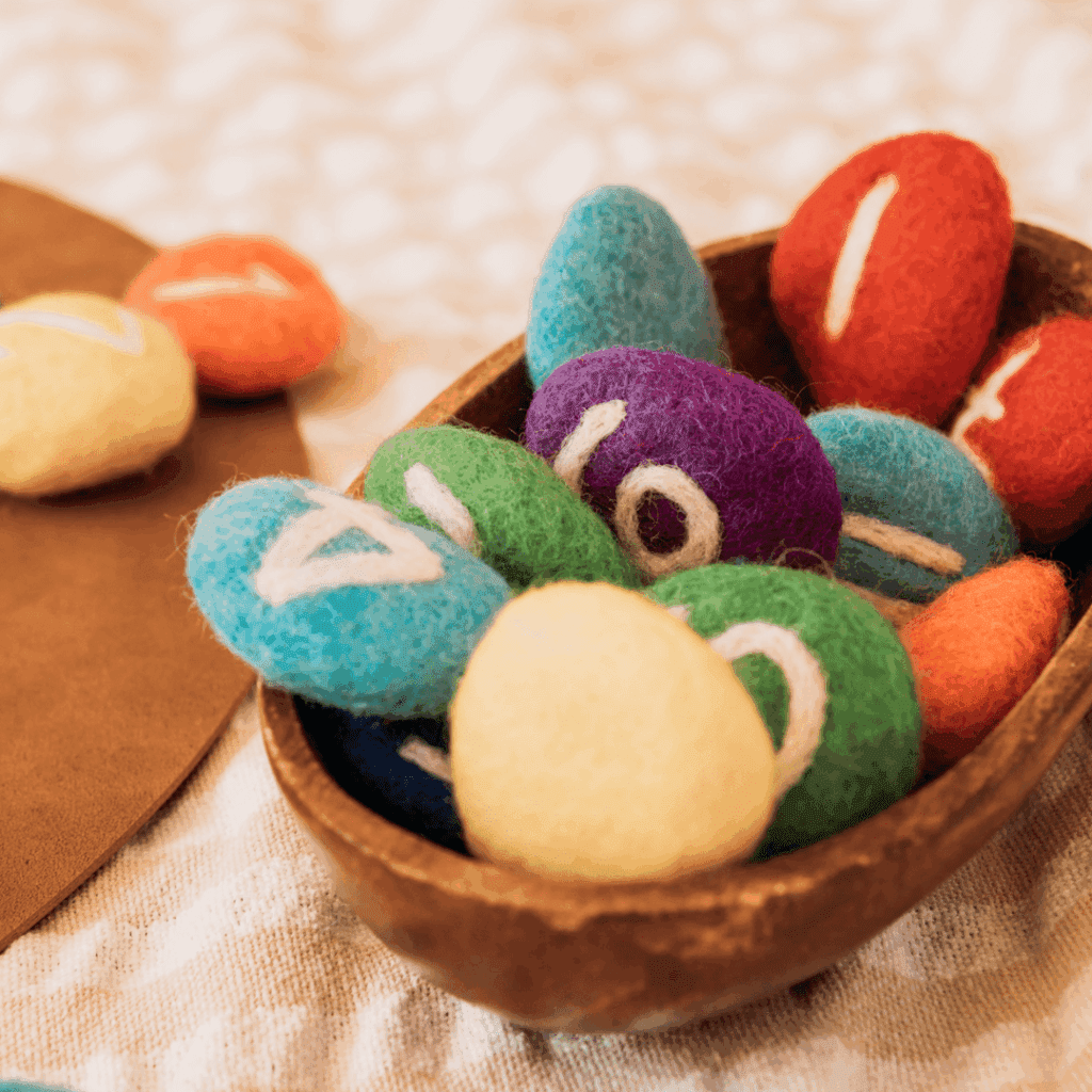 Felted Number Pebble Pairs by Awe & Wonder