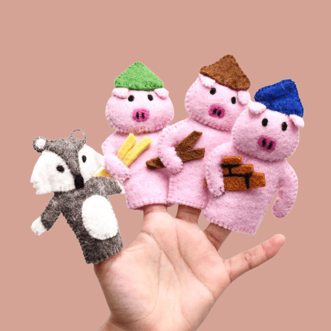 The Three Little Pigs, Finger Puppet Set by Tara Treasures | Growing Kind