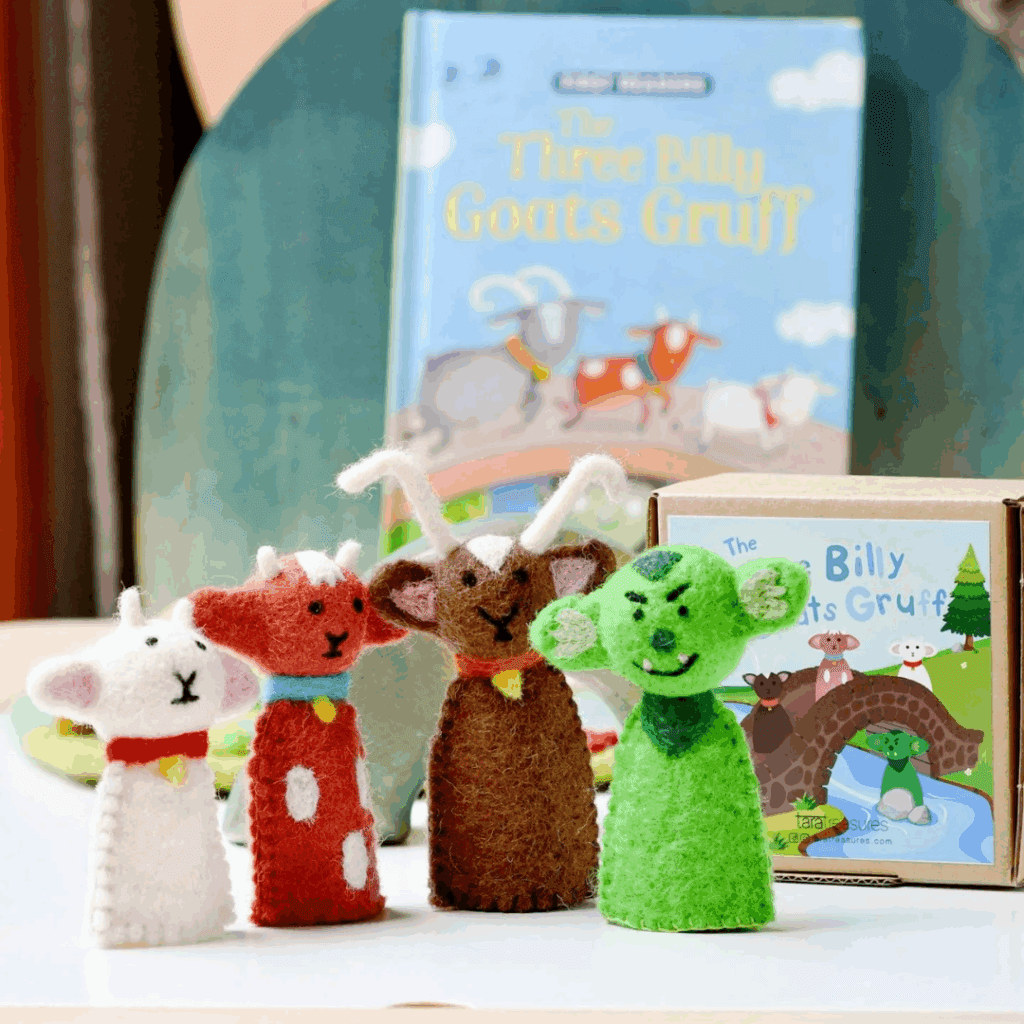 Three Billy Goats Gruff Finger Puppet Set by Tara Treasures