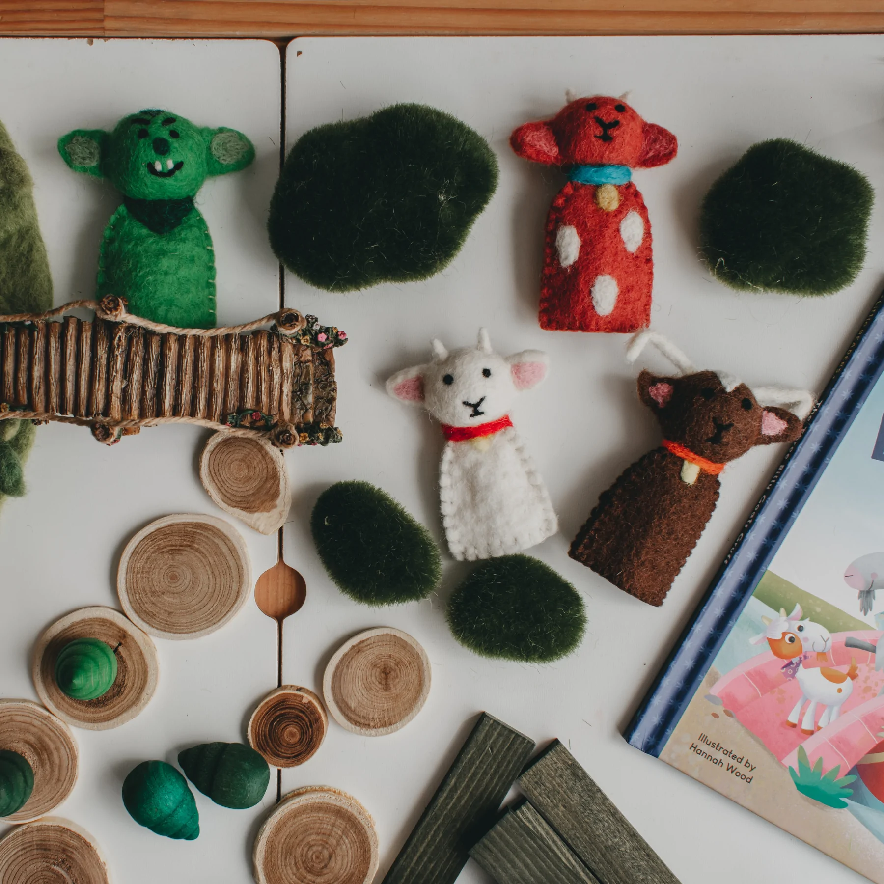 Three Billy Goats Gruff Finger Puppet Set by Tara Treasures