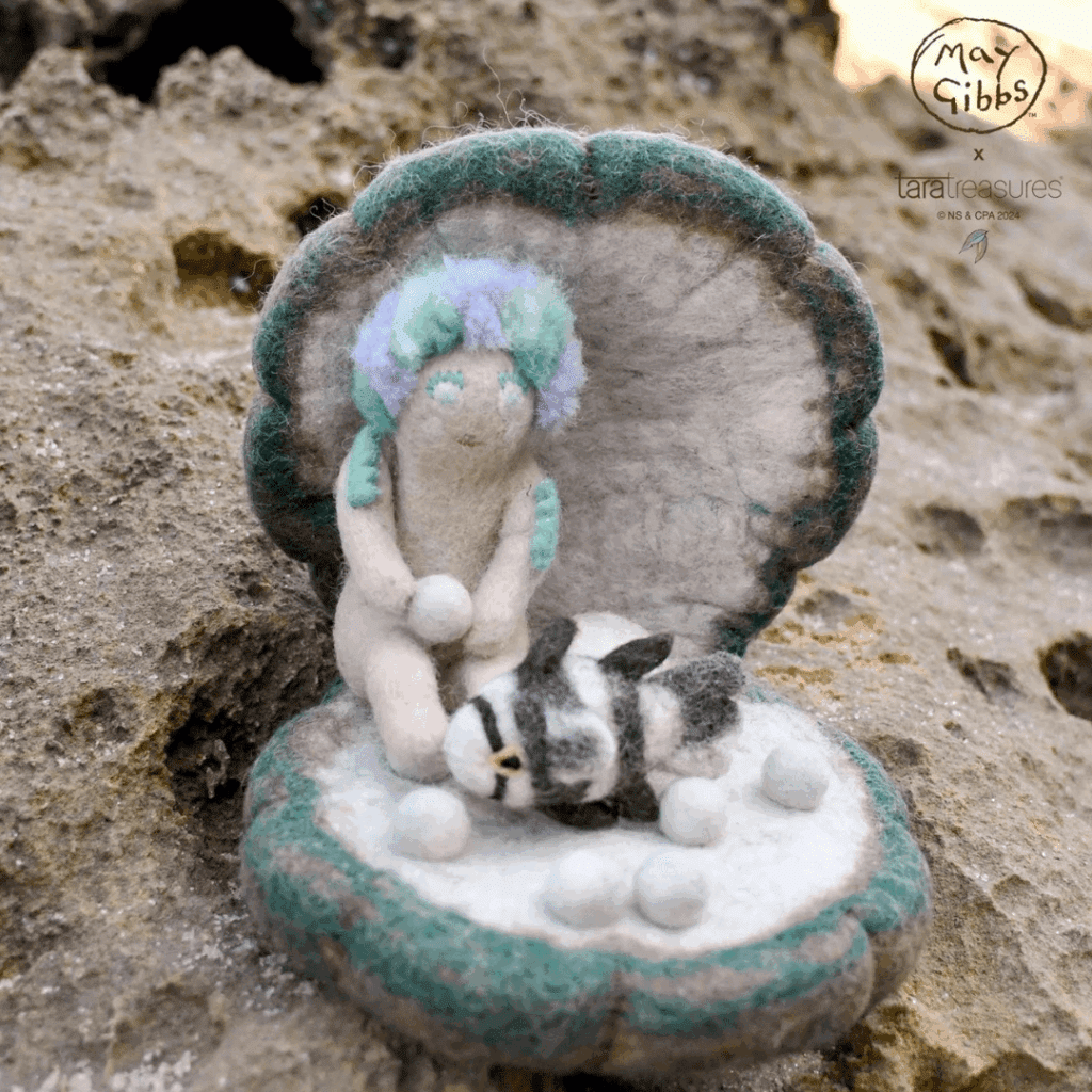 Little Obelia, Clam Shell and Fish Toy by May Gibbs x Tara Treasures
