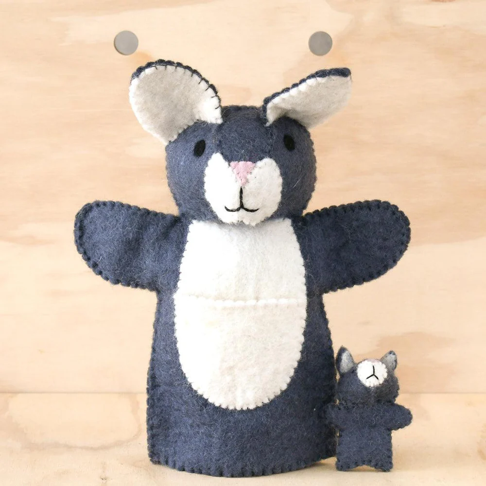 Grey Kangaroo with Joey (Hand Puppet) by Tara Treasures